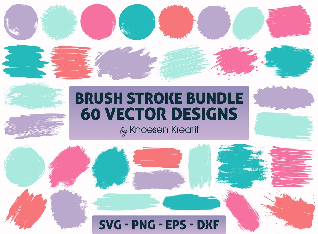 Brush Stroke SVG Bundle: 60 Hand-drawn Paint Strokes (digital Download ...