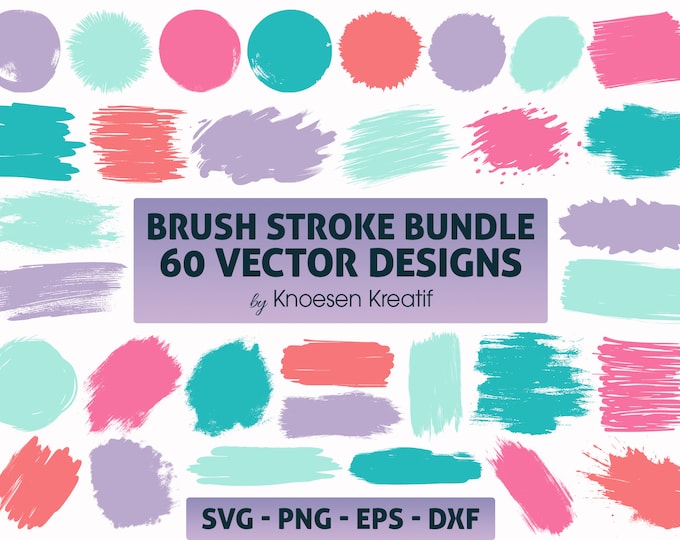 Brush Stroke SVG Bundle: 60 Hand-drawn Paint Strokes (digital Download ...