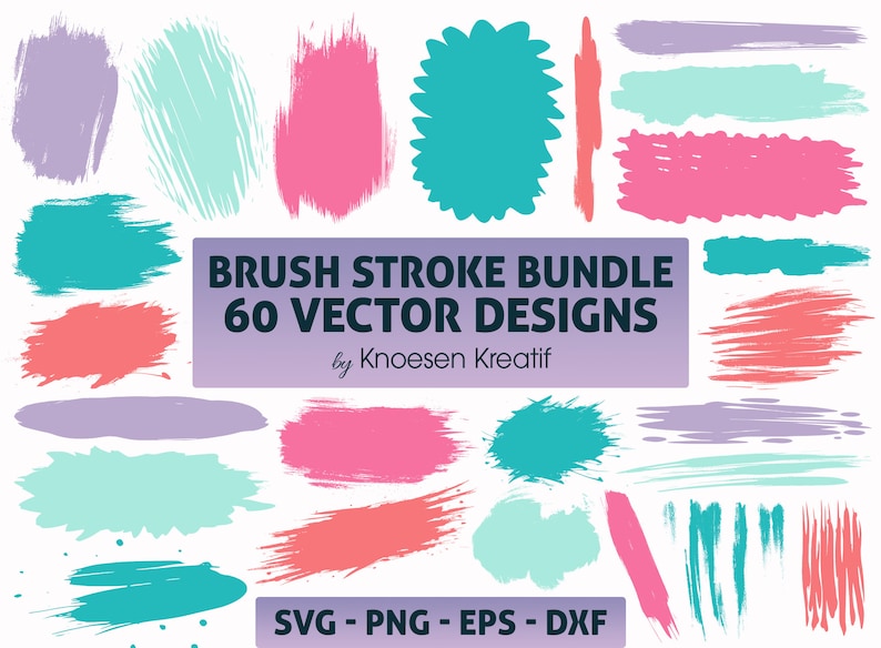 Brush Stroke SVG Bundle: 60 Hand-drawn Paint Strokes (digital Download ...