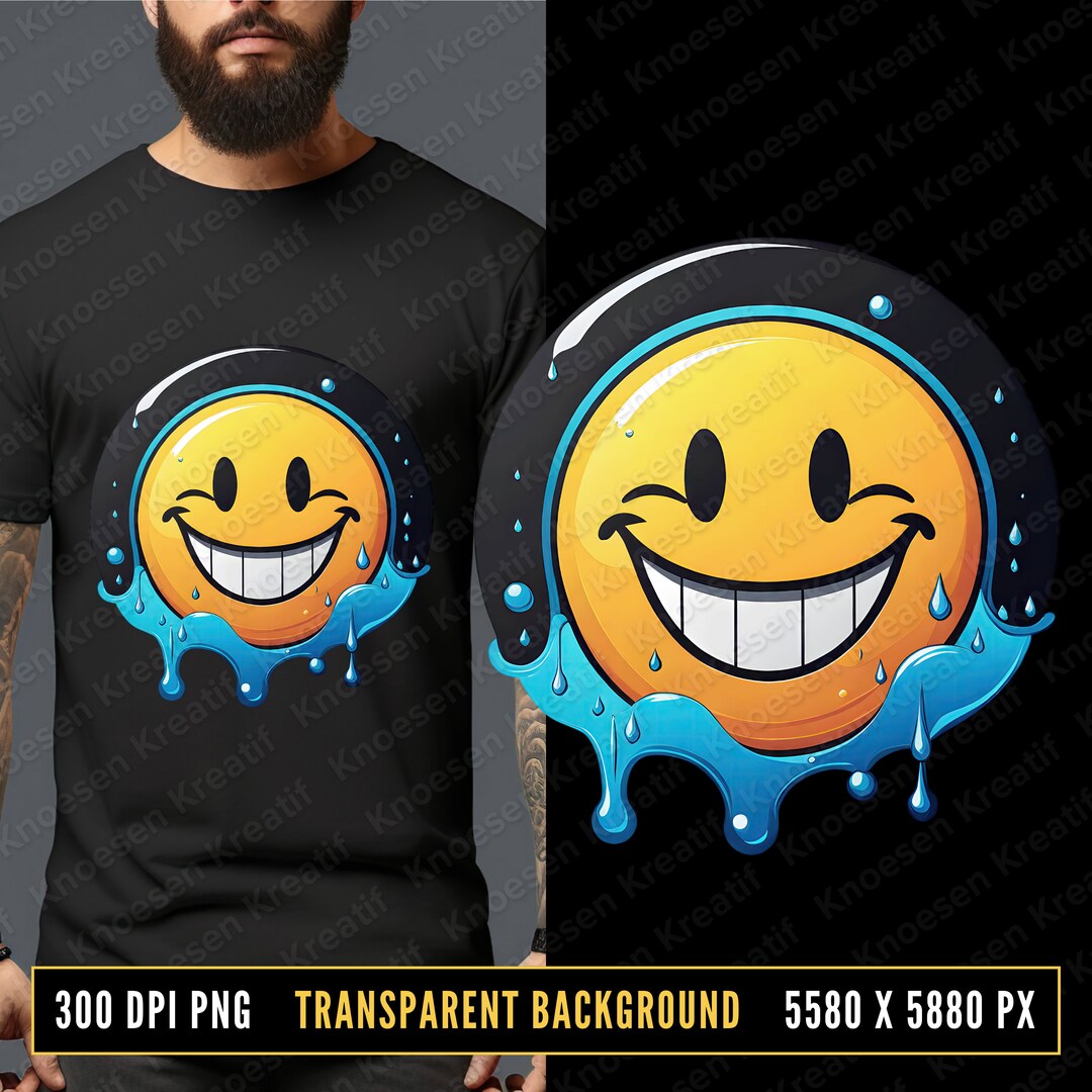 Smiley Face Drip PNG: Urban Streetwear Design (digital Download) - Etsy