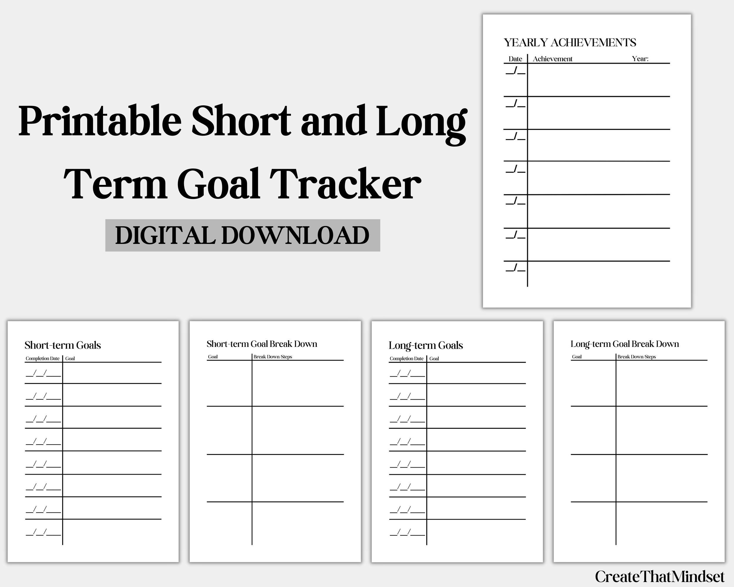 Short Term Goal and Long Term Goal Printable Undated Planner to ... Short Term Goal and Long Term Goal Printable Undated Planner to ...