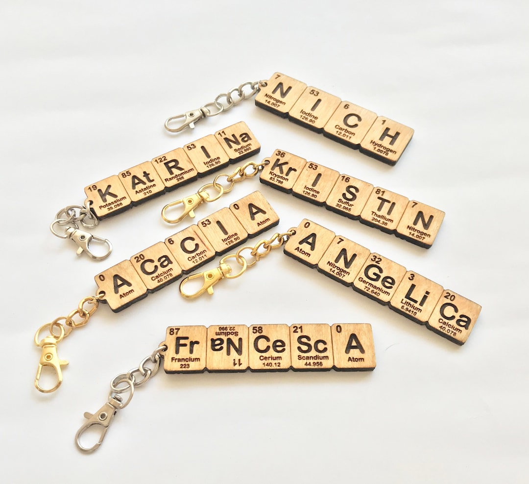 Custom Chemistry Name Keychain Gift, Periodic Table Element Keychain ...