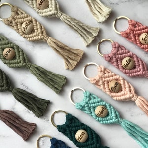 Personalized Macrame Name Keychain, Unique Bridal Party Gift, Backpack ...