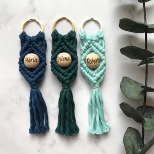 Personalized Macrame Name Keychain, Unique Bridal Party Gift, Backpack ...