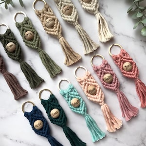 Personalized Macrame Name Keychain, Unique Bridal Party Gift, Backpack ...