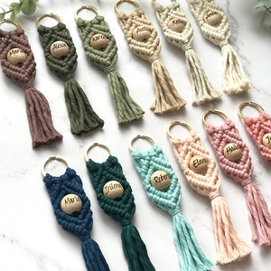 Personalized Macrame Name Keychain, Unique Bridal Party Gift, Backpack ...