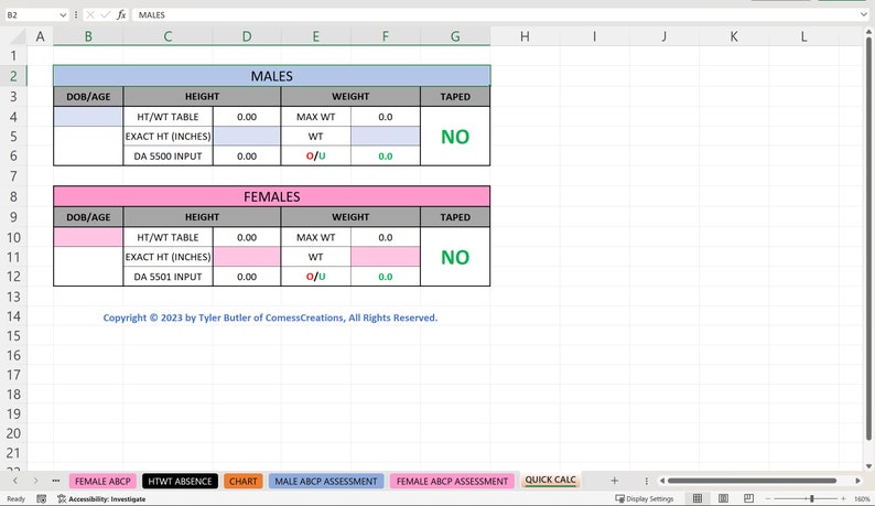 NEW 2023 Army Body Fat Spreadsheet - Etsy