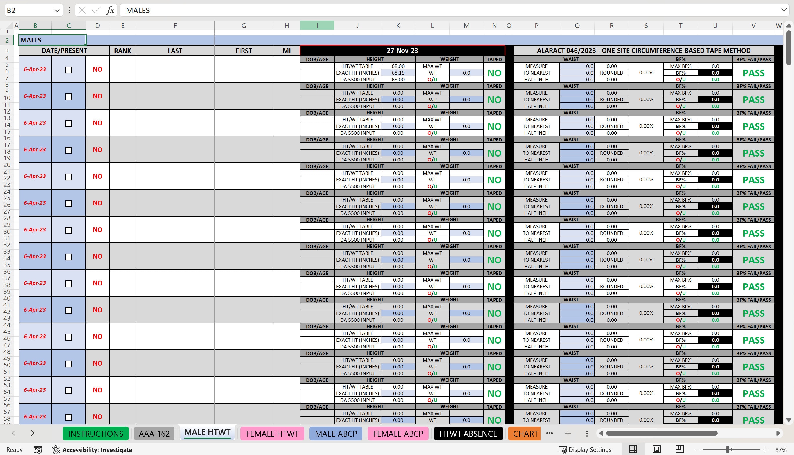 NEW 2023 Army Body Fat Spreadsheet - Etsy