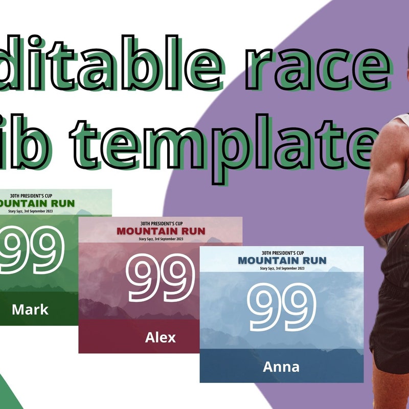Running Bib Template - Etsy