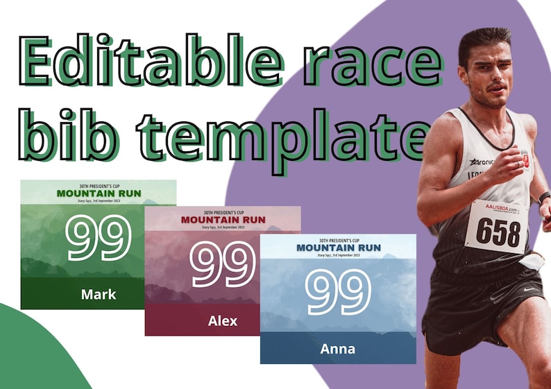Editable Race Bib - Canva Templates - Etsy