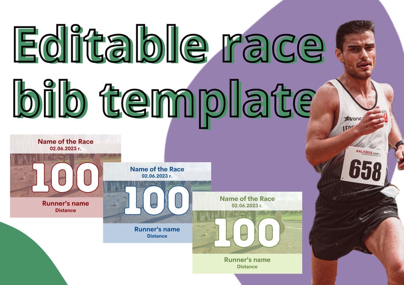 Editable Race Bib - Canva Templates - Etsy