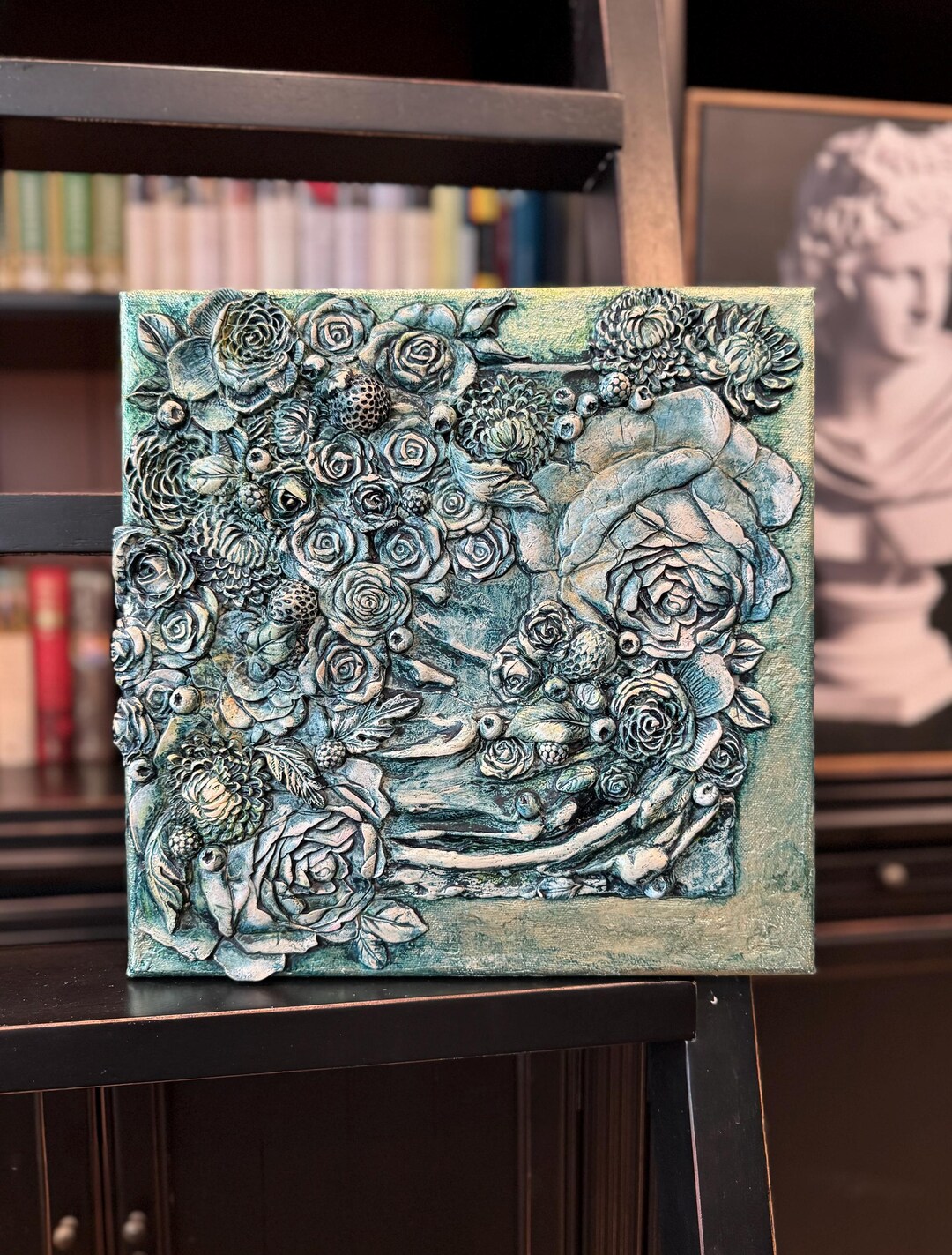 Provence Echo - Textured Clay Art 12x12, Mixed Media Flowers & Berries ...