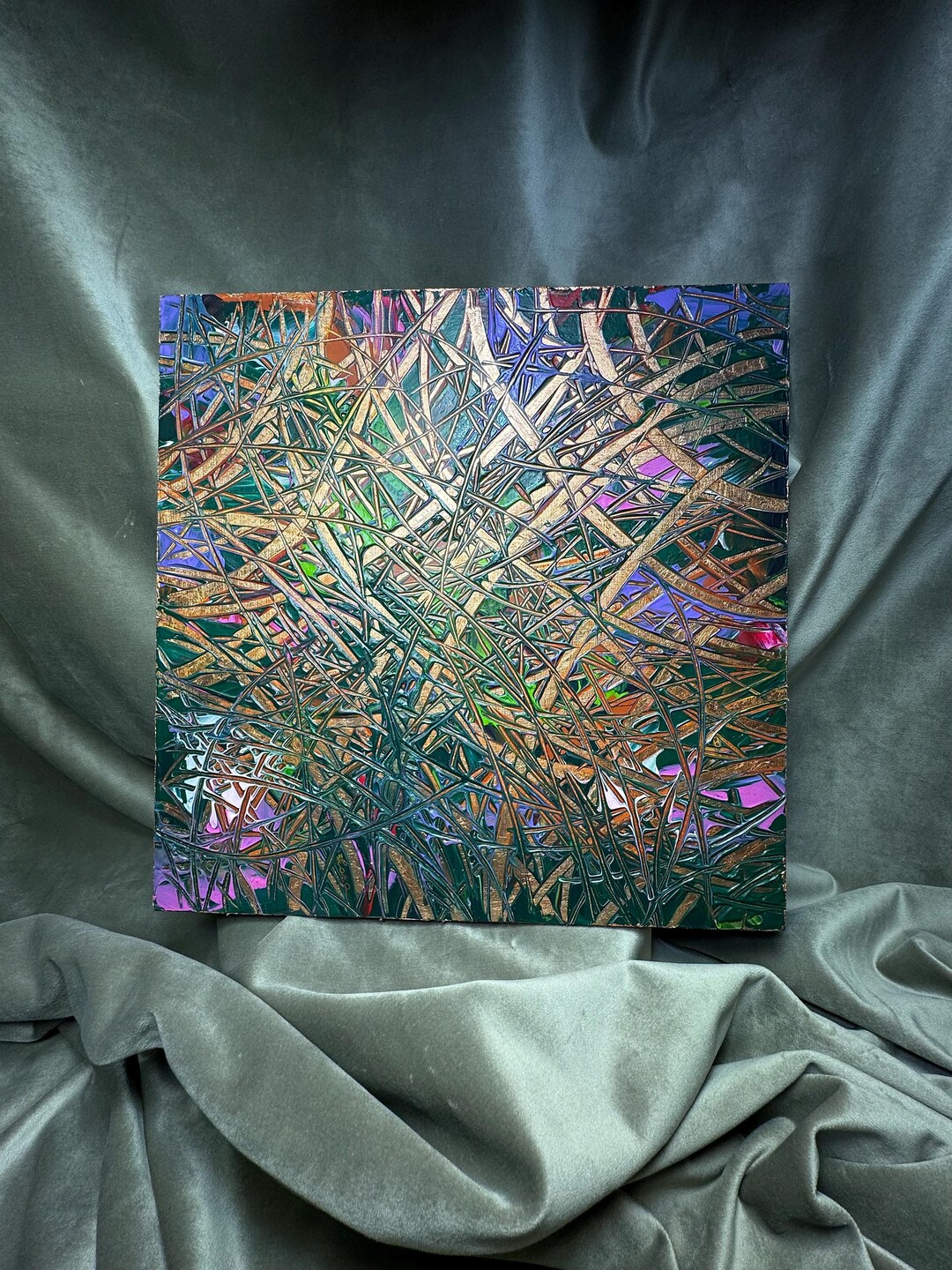 Sod #1 - Abstract Mixed Media Art, Copper Accent, Textured Acrylics on ...