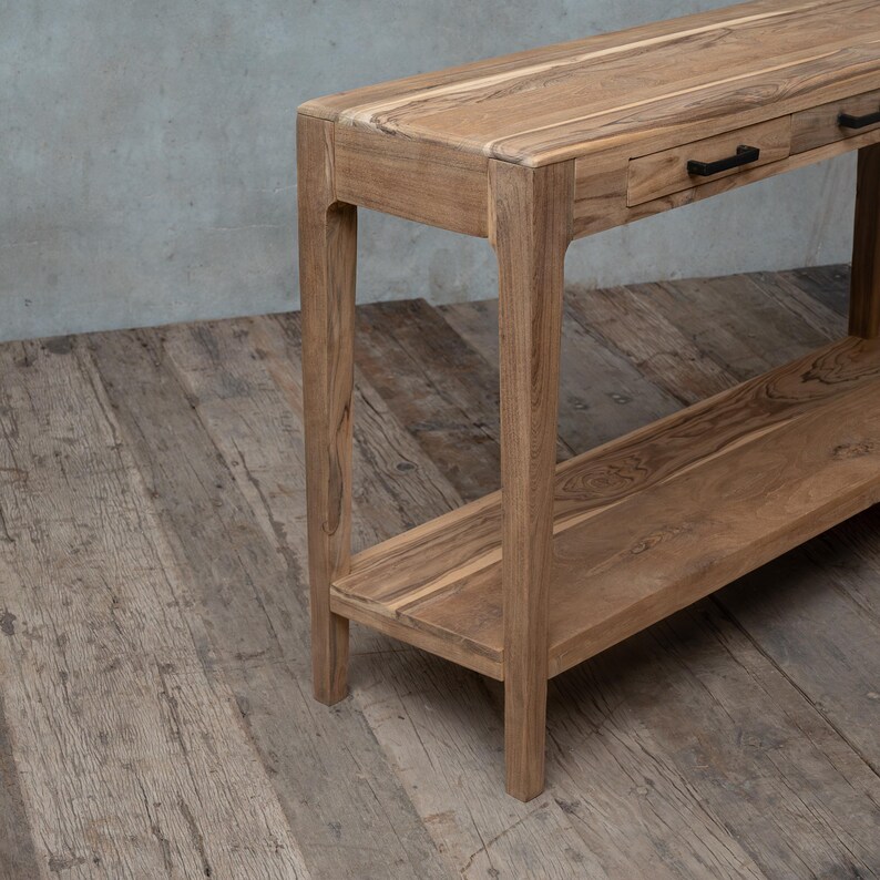 Reclaimed Teak Console Table With Drawers – Vintage Hallway Entryway ...
