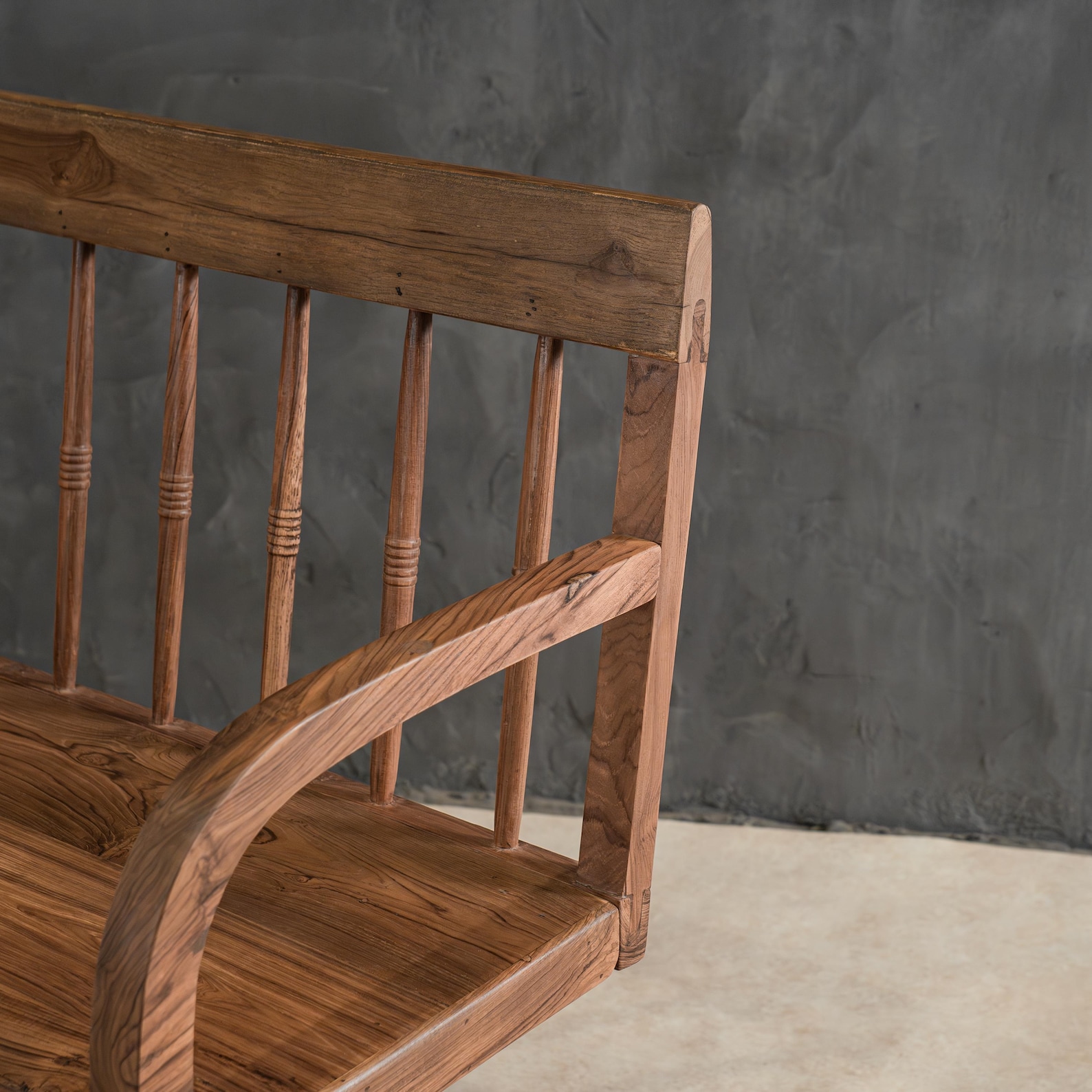 Reclaimed Teak Wooden Bench With Backrest for Hallway Decor - Rustic ...