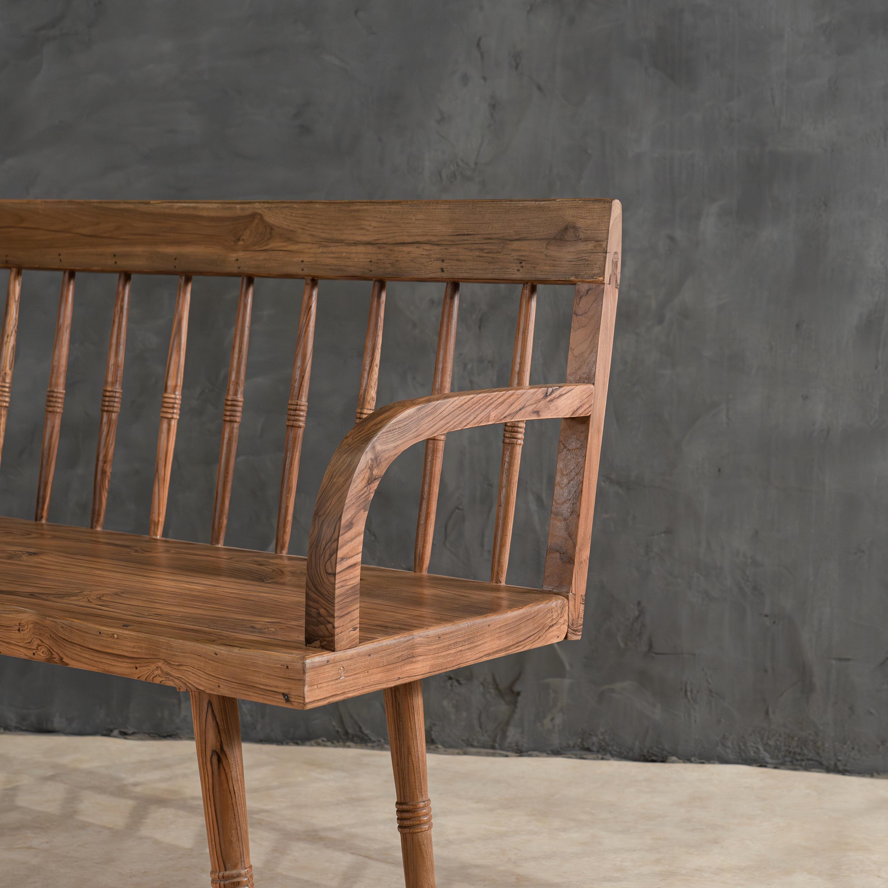 Reclaimed Teak Entryway Bench: Vintage Hallway Seating With Backrest - Etsy