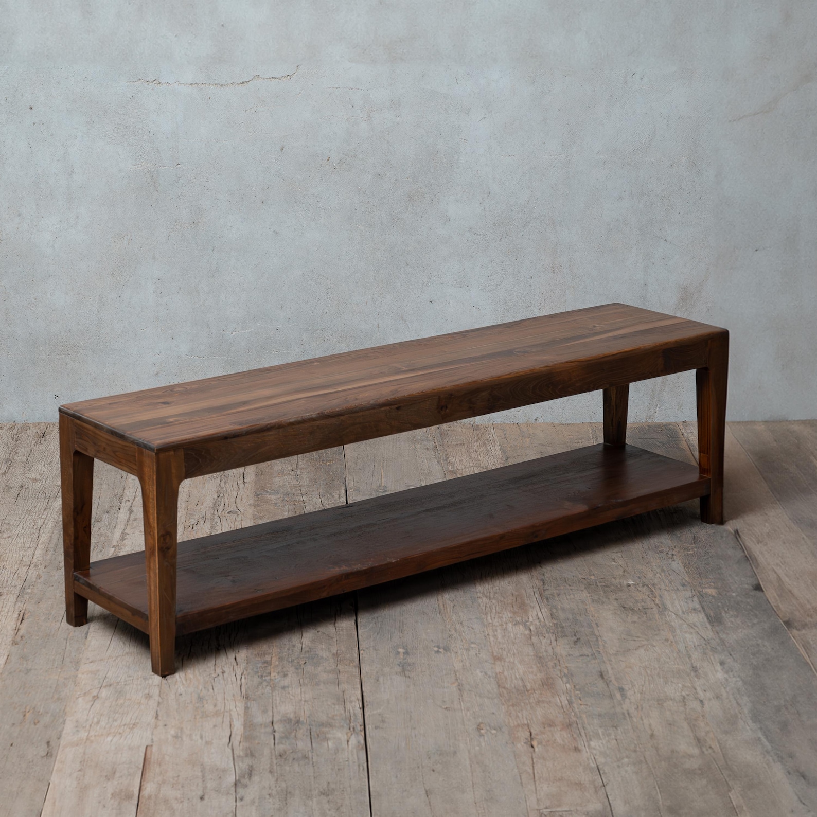 Reclaimed Teak Wood Bench: Rustic Farmhouse Entryway Storage Shelf - Etsy