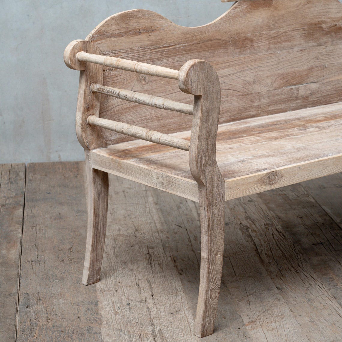 Rustic Garden Bench With Back, Mid-century Bench With Arm, Reclaimed ...