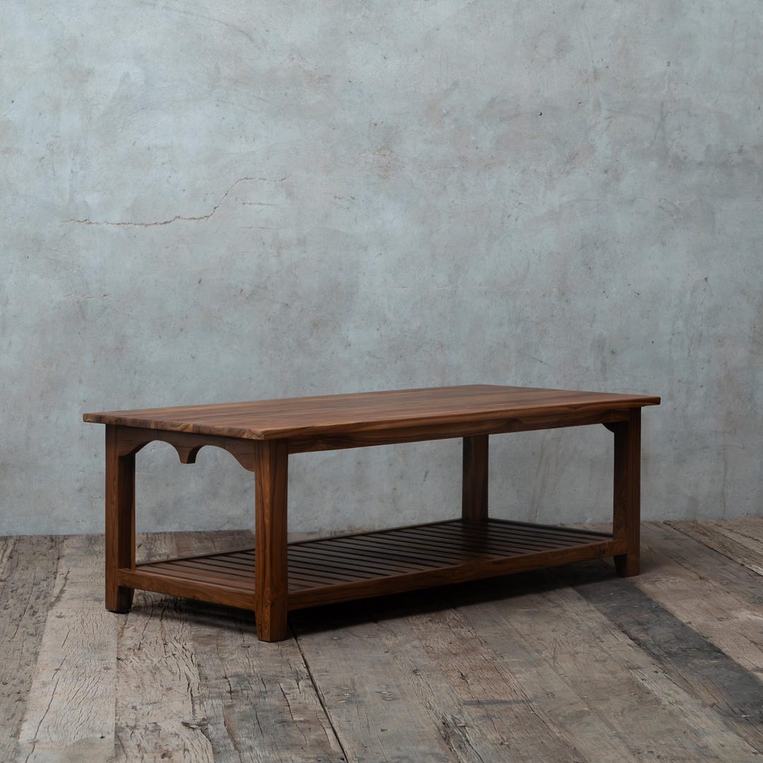 Reclaimed Teak Wood Coffee Table, Arch Design Coffee Table With Shelve ...