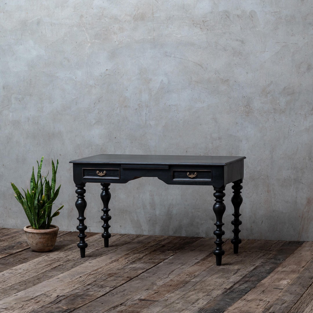 Vintage Writing Desk With 2 Drawer & Tray for Keyboard, Traditional ...