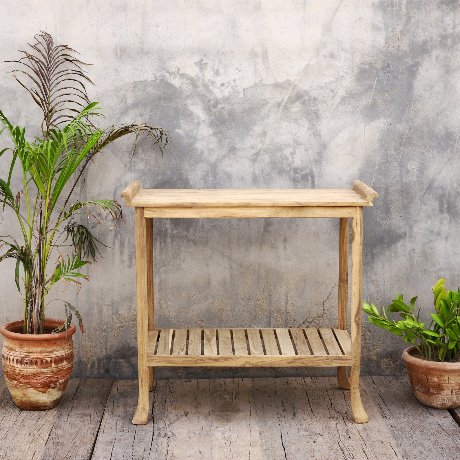 Reclaimed Teak Wood Console Table With Bottom Shelve, Hallway Console ...