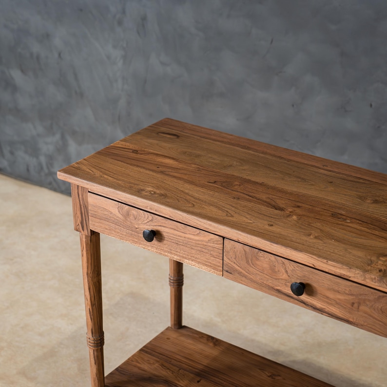 Reclaimed Teak Wood Console Table | Rustic Entryway Table With Drawers ...