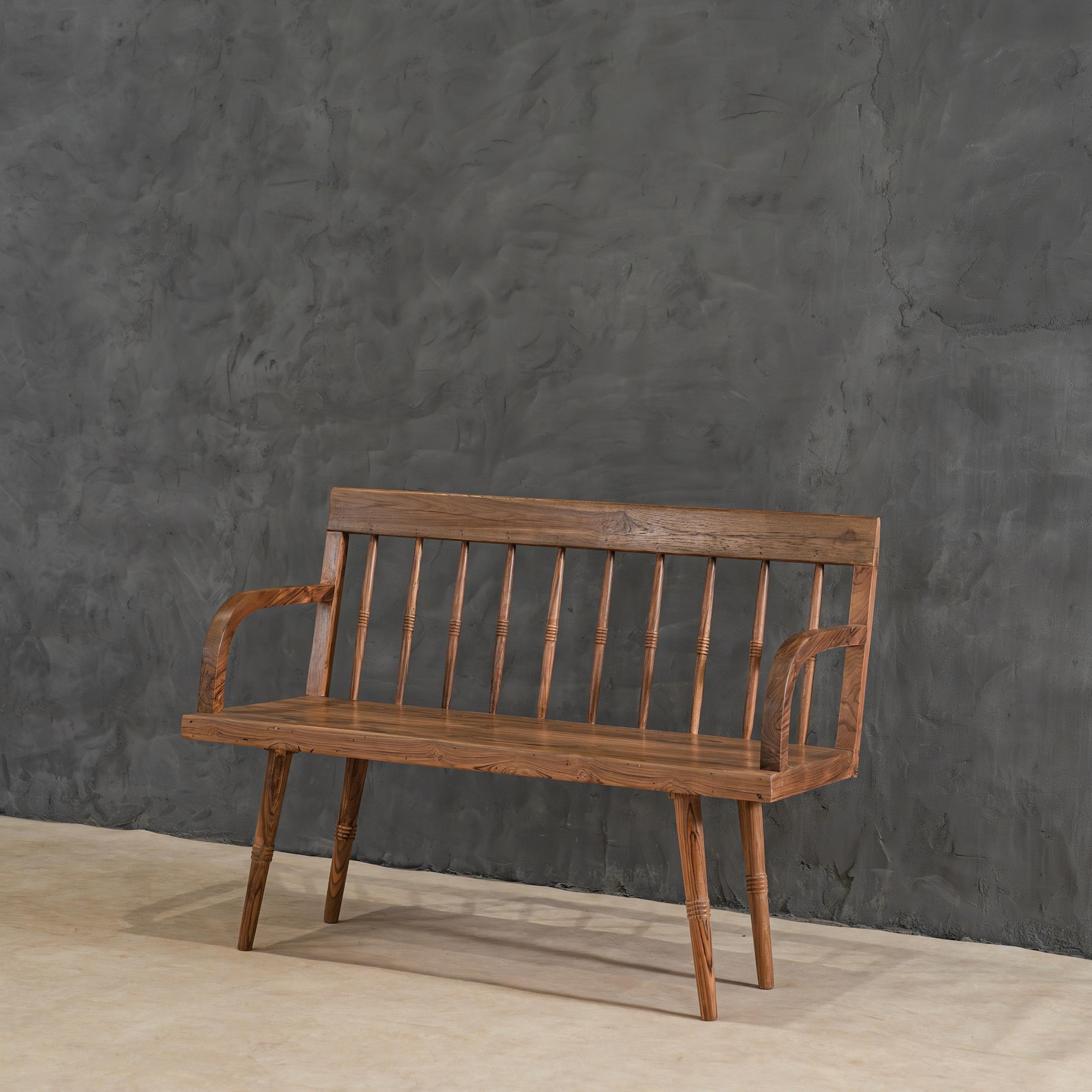 Reclaimed Teak Wooden Bench With Backrest for Hallway Decor - Rustic ...