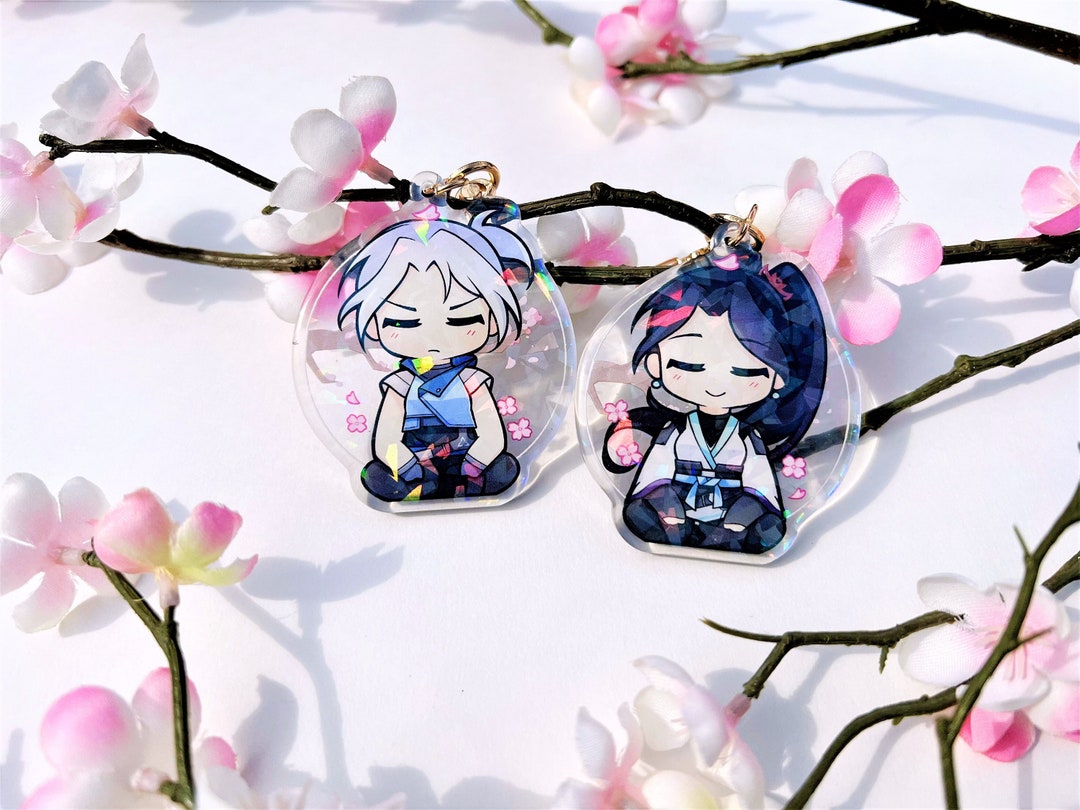 Holographic Sakura Valorant Keychains | Jett, Sage - Etsy