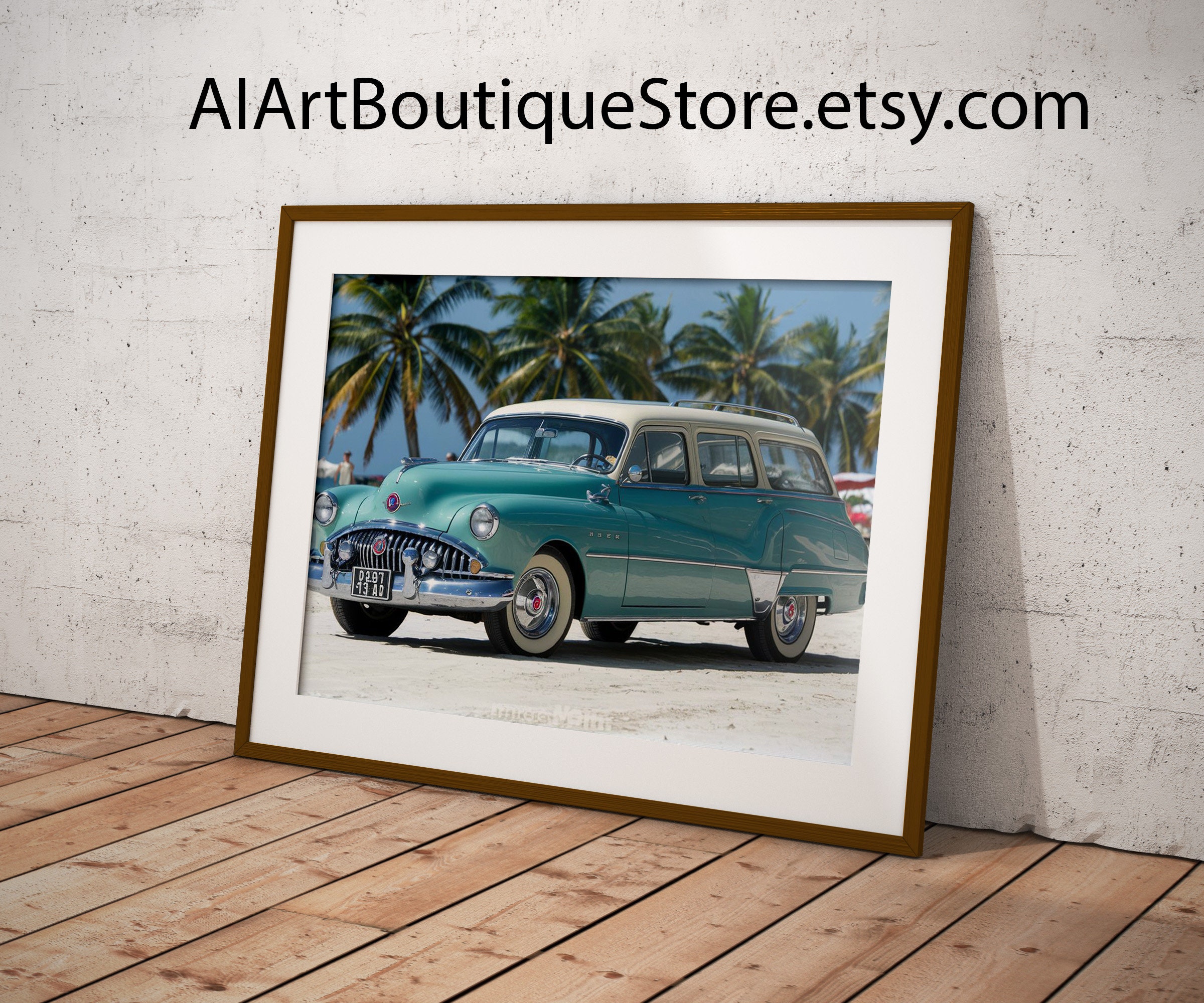 Ai-generated 1950 Buick Roadmaster Digital Art Vintage Car Beach Scene ...