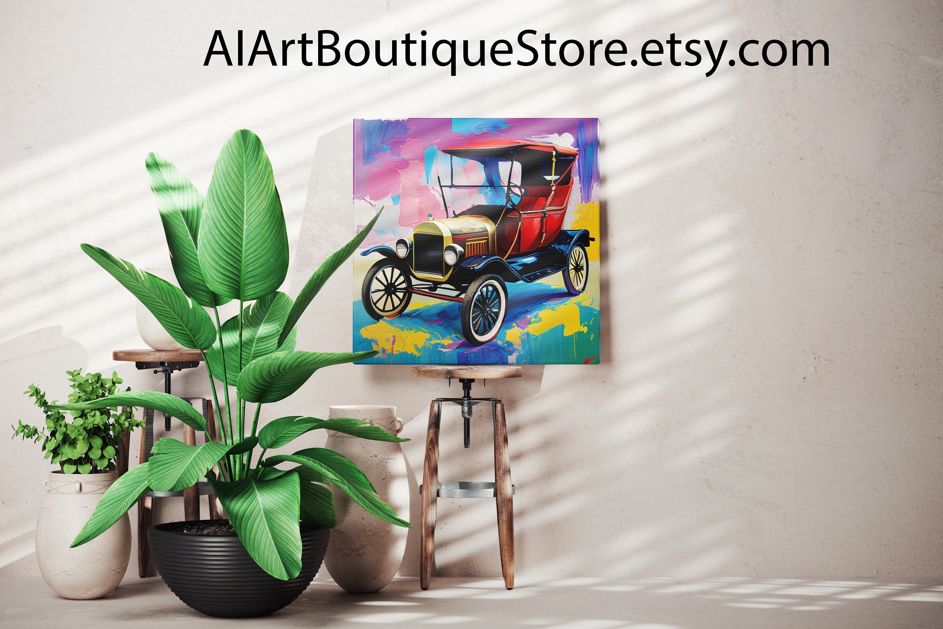Ford Model-t Oil Style Painting Digital File Vintage Car Art Print - Etsy