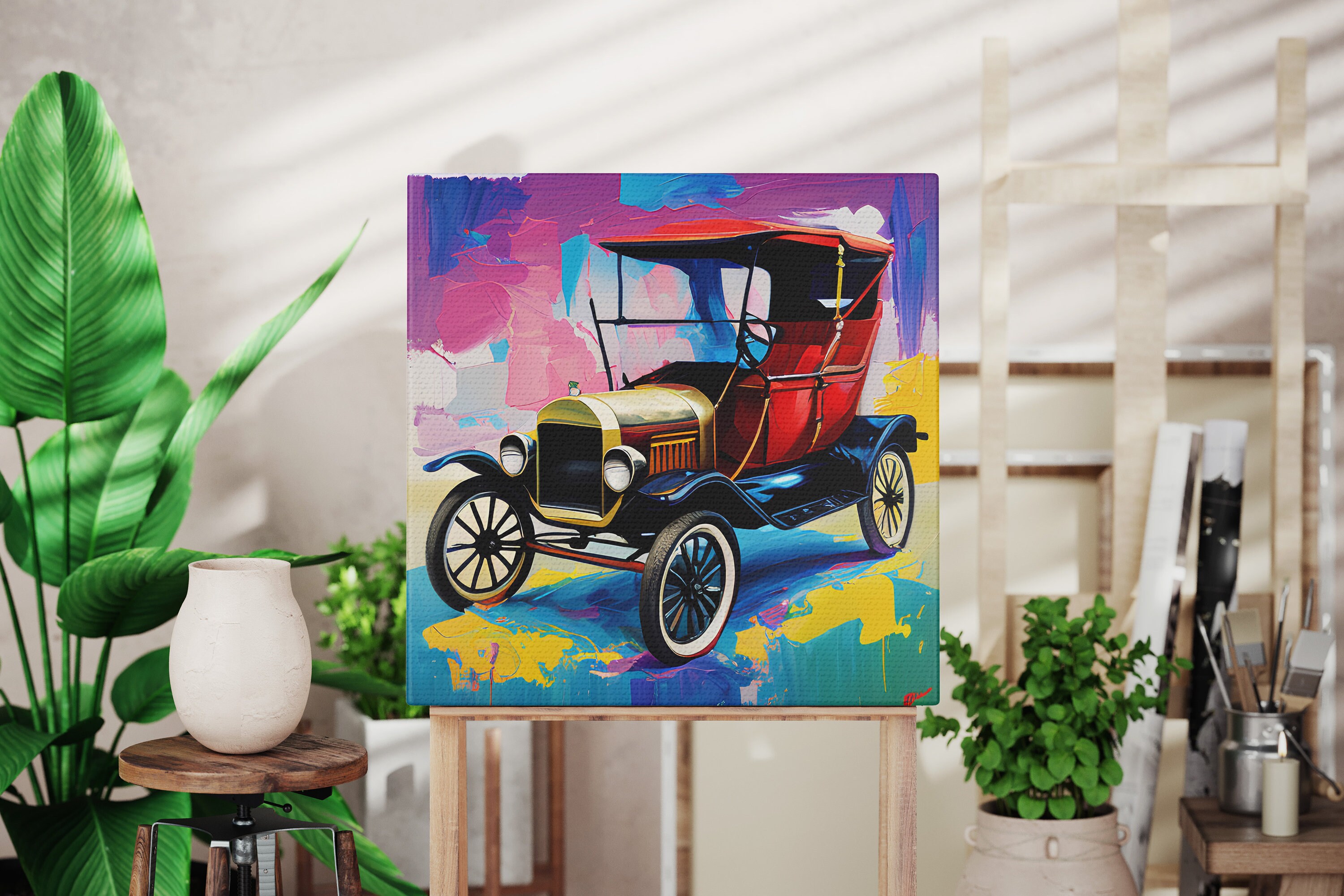 Ford Model-t Oil Style Painting Digital File Vintage Car Art Print - Etsy