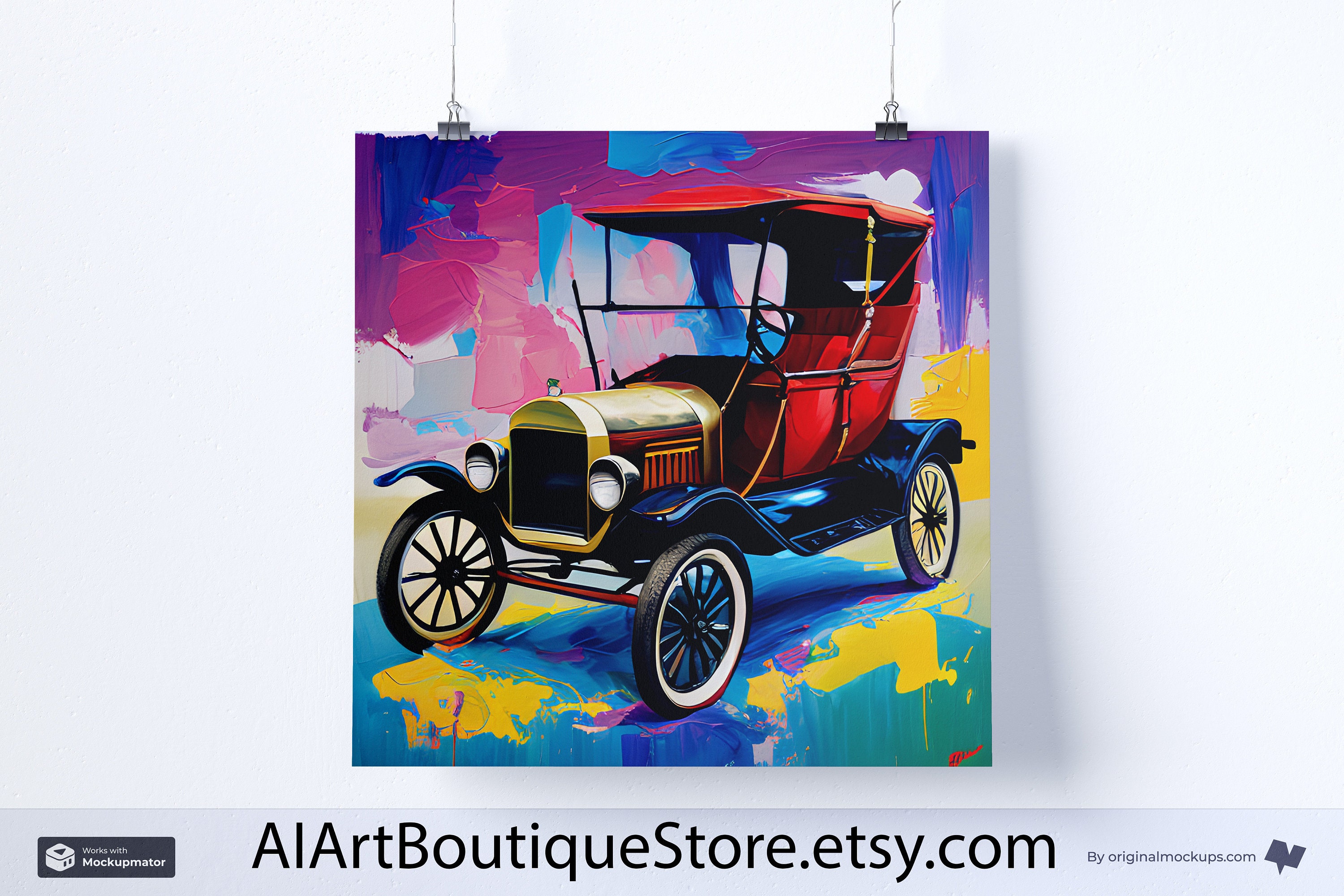 Ford Model-t Oil Style Painting Digital File Vintage Car Art Print - Etsy
