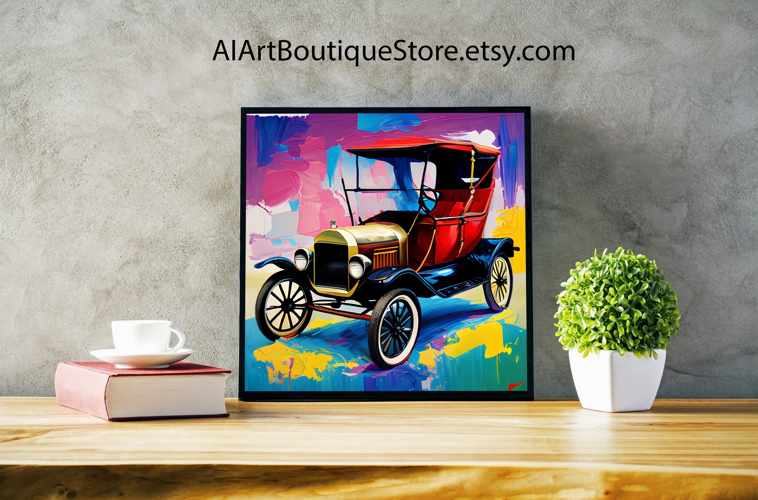 Ford Model-t Oil Style Painting Digital File Vintage Car Art Print - Etsy