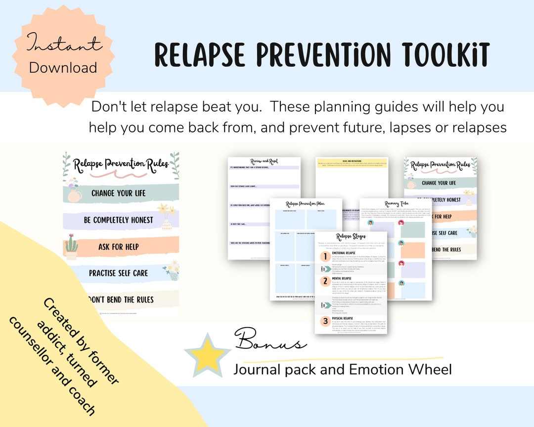 Relapse Prevention Plan and Worksheets | Addiction and Sobriety Recovery Planner, Journal ...