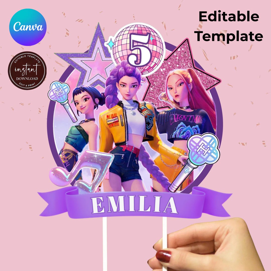 Personalised Kpop Demon Hunters Cake Topper, K-pop Huntrix Birthday ...