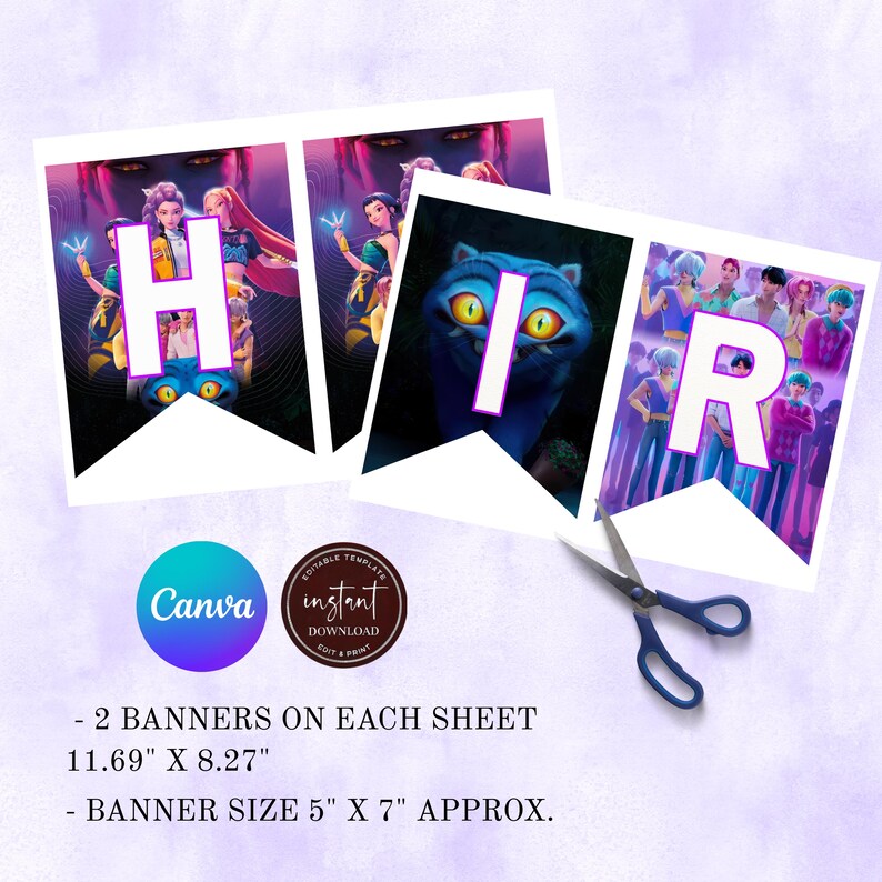Buy Kpop Demon Hunter Birthday Banner Printable Editable Bunting ...