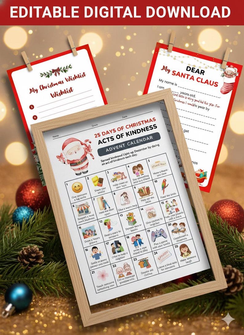 Printable Kindness Advent for Kids, Acts of Kindness Advent Calendar ...