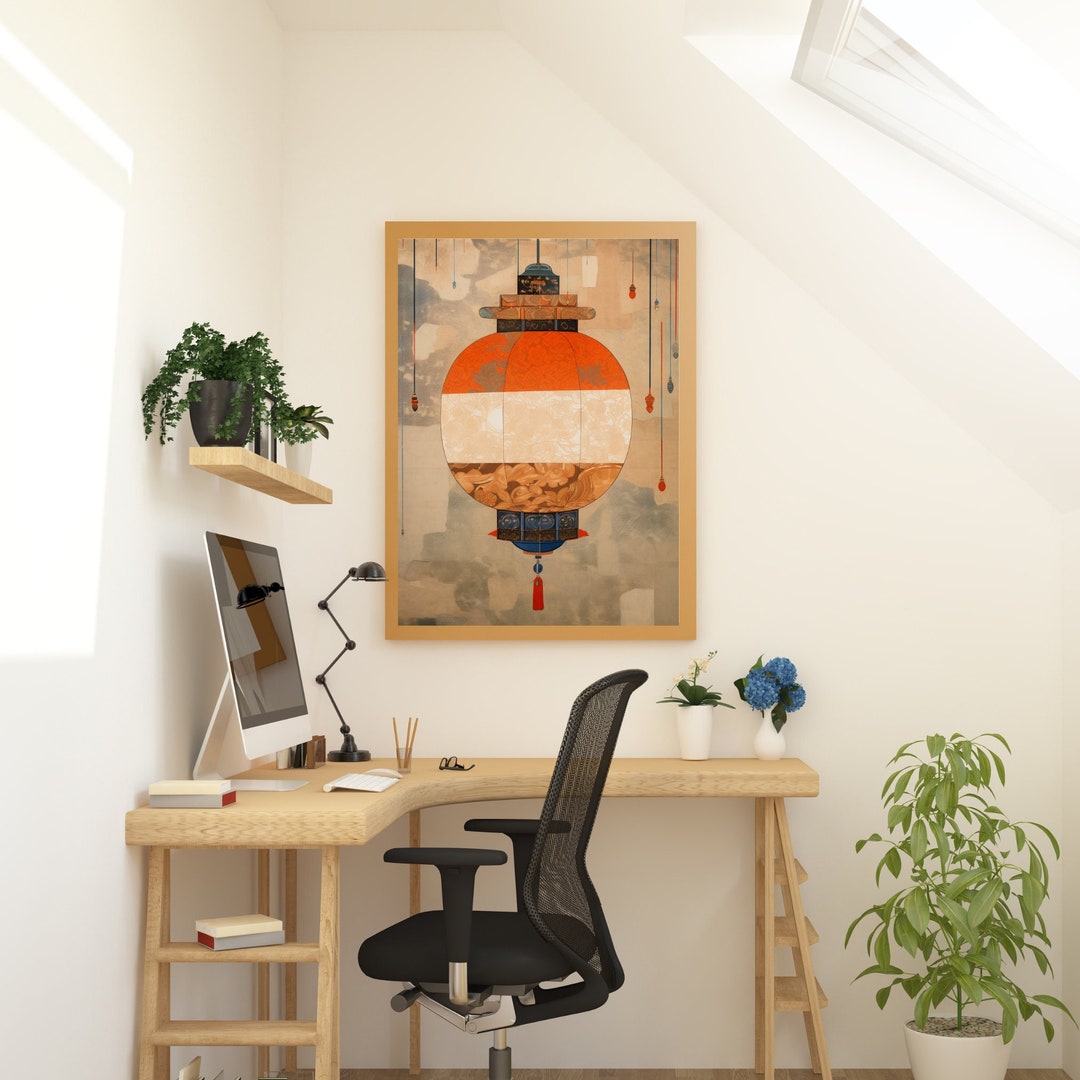 Asian Rice Paper Lamp Shade Digital Painting Printable Wall Art Instant ...