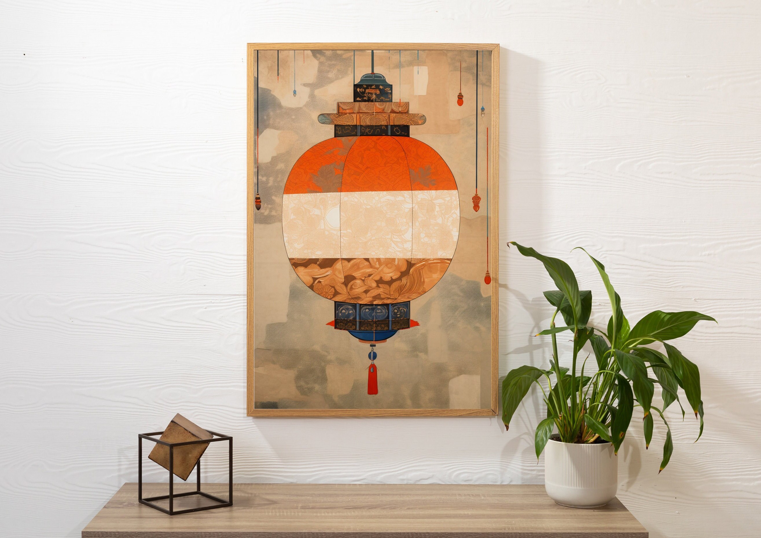 Asian Rice Paper Lamp Shade Digital Painting Printable Wall Art Instant ...