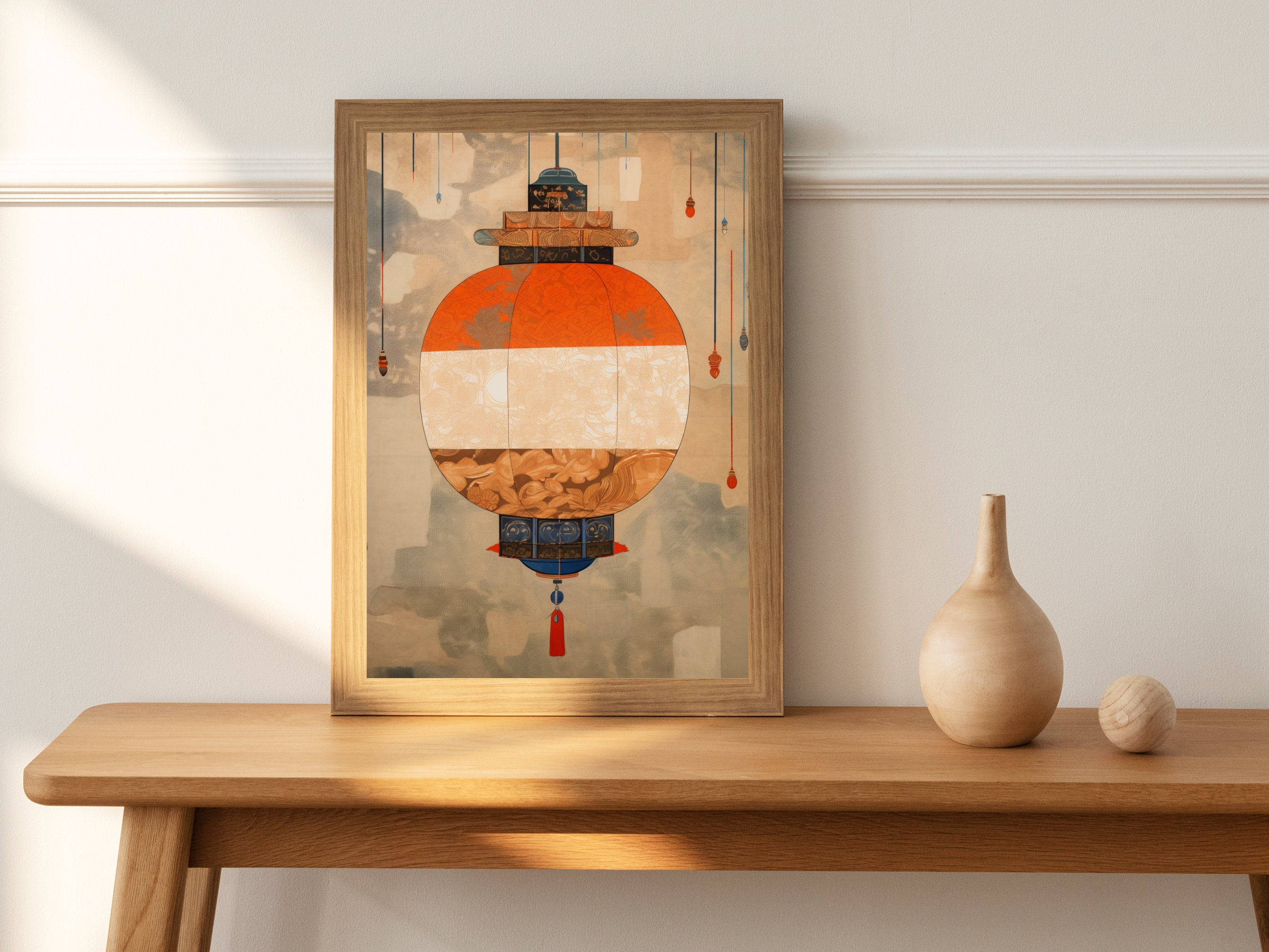 Asian Rice Paper Lamp Shade Digital Painting Printable Wall Art Instant ...