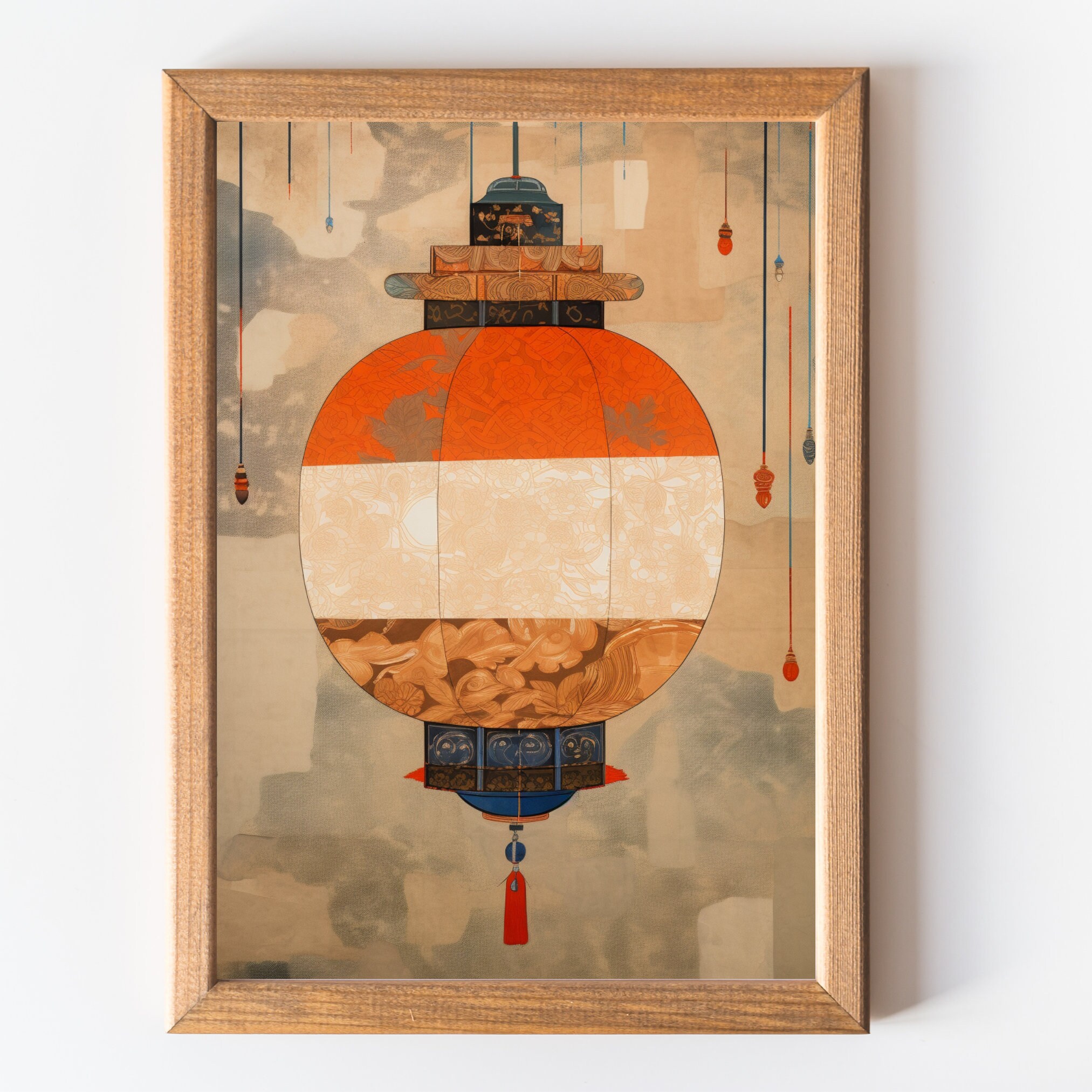 Asian Rice Paper Lamp Shade Digital Painting Printable Wall Art Instant ...