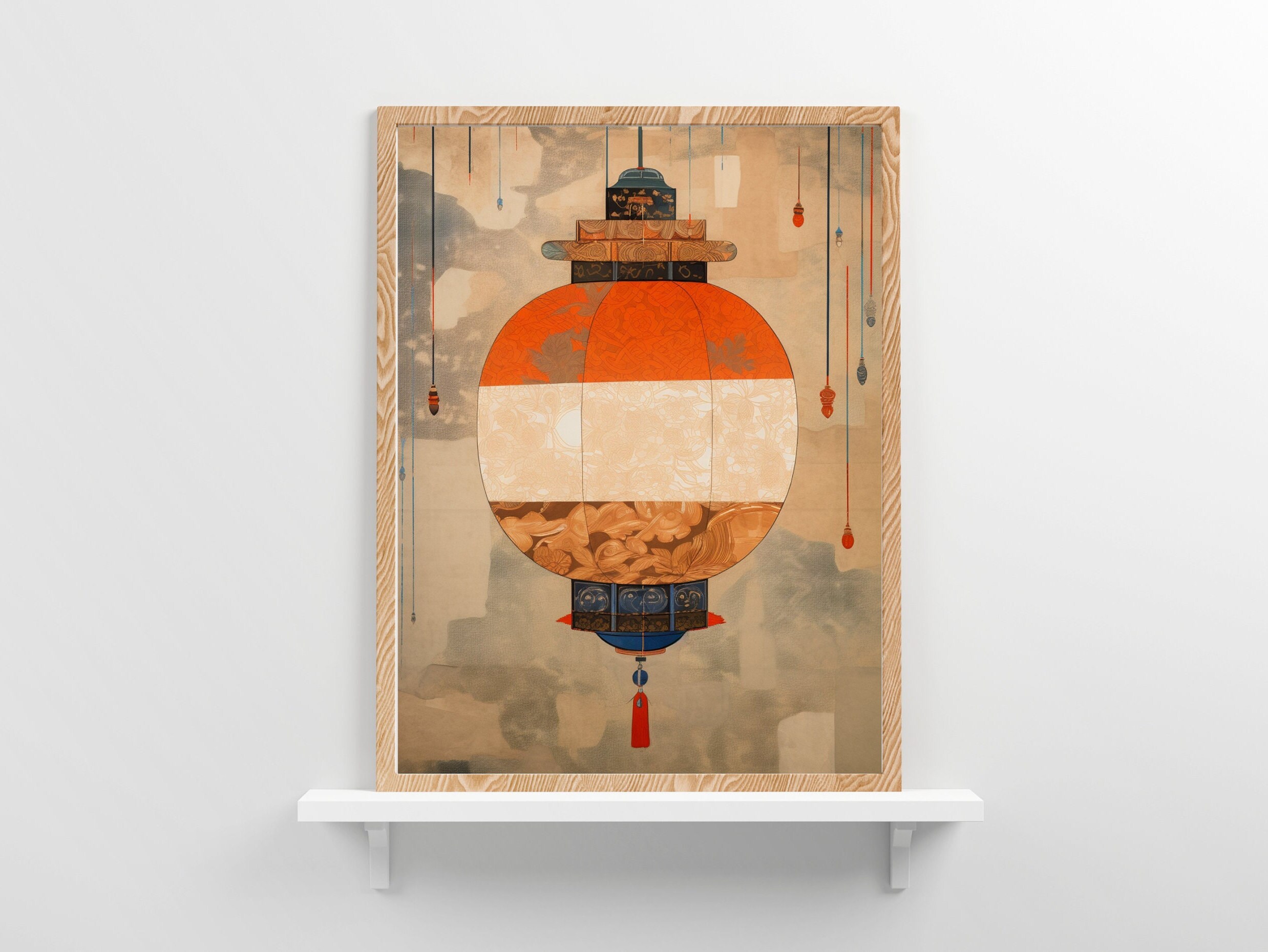 Asian Rice Paper Lamp Shade Digital Painting Printable Wall Art Instant ...