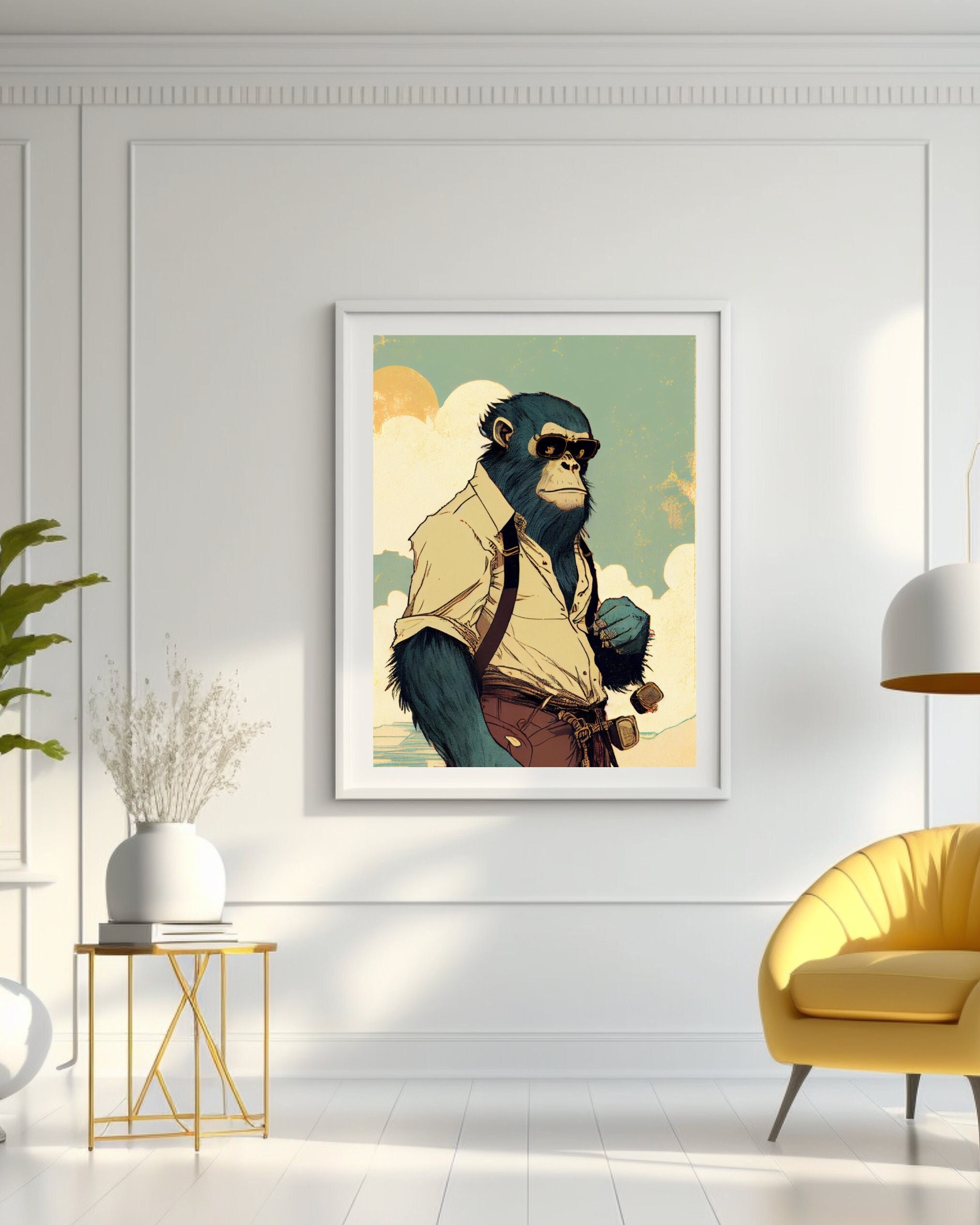 Quirky Ape Portrait Digital Painting Wall Decor Printable Wall Art ...