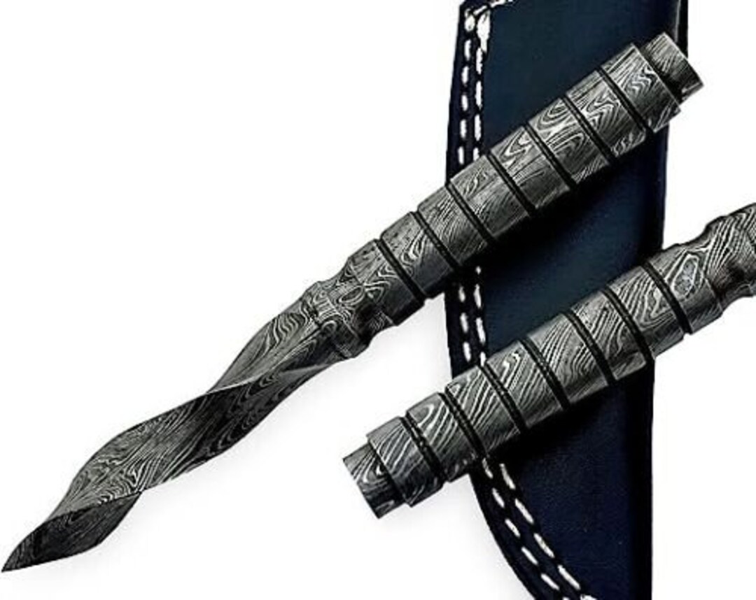 Full Damascus Double Round Edge Dagger Fixed Blade Knife With - Etsy