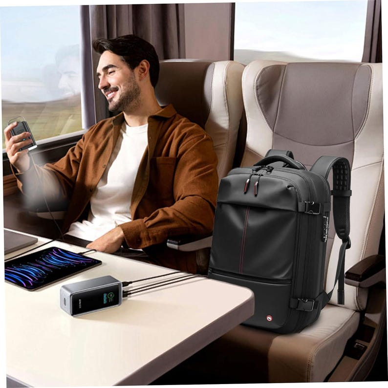 BANGE Vacuum Compression Travel Backpack, Anti-theft 36L Expandable ...