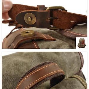 Retro Hiking Backpack for Travel & Work - Genuine Leather and Canvas ...