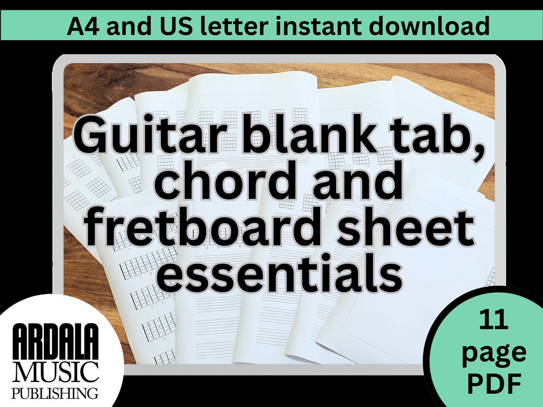 Blank Guitar Tab, Chord and Fretboard Diagram Sheets Bundle, Printable ...