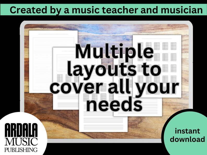Blank Guitar Tab, Chord and Fretboard Diagram Sheets Bundle, Printable ...