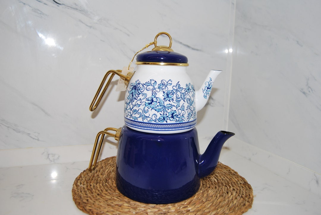 Enamel Teapot Set Turkish Tea Pot Set Turkish Samovar Tea - Etsy