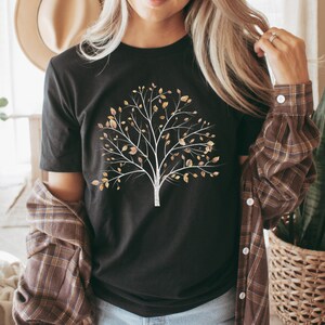 Minimalist Fall T-shirt Autumn Tree Leaves Tee Shirt Cozy Fall Clothing ...